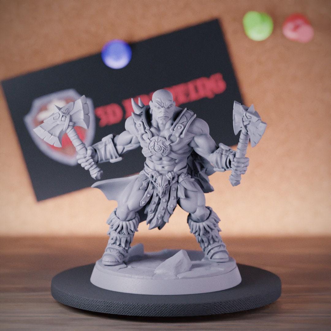 Barbarian Champion Miniature for Dungeons and Dragons Mini RPG Tabletop ...