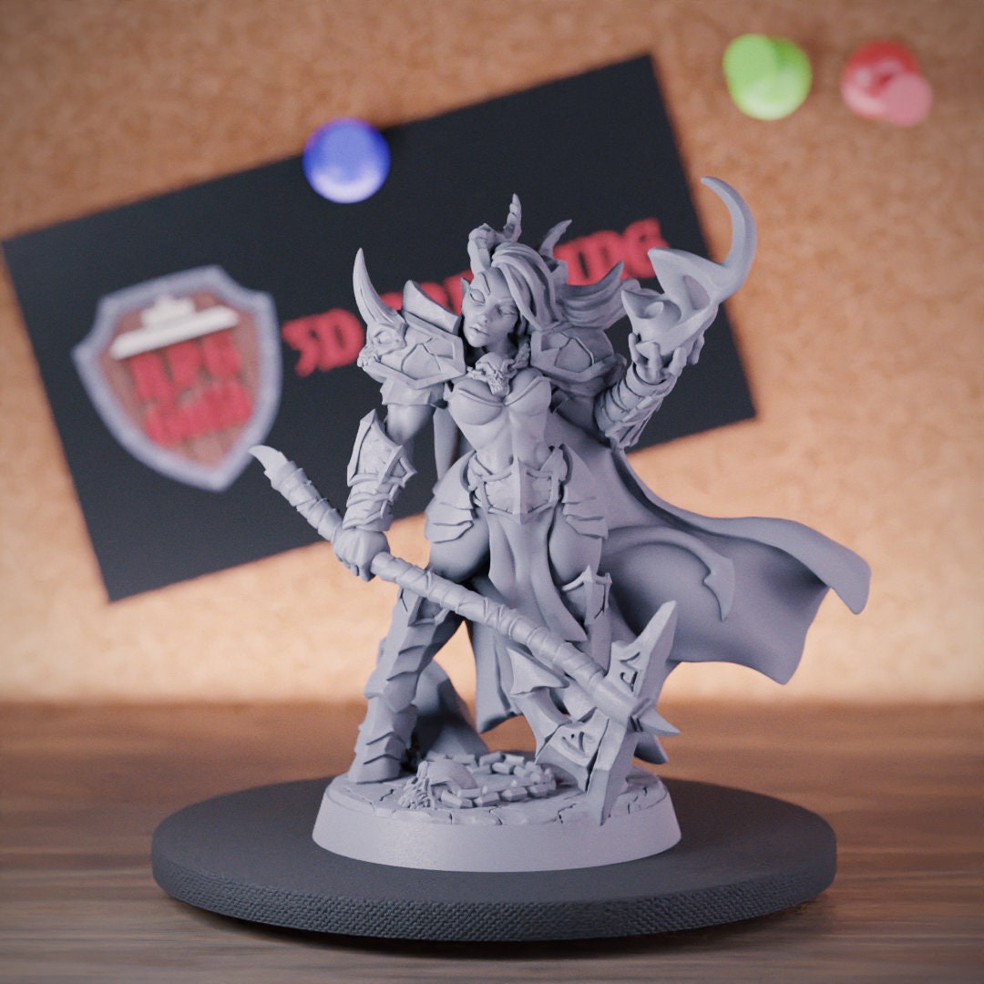 Female Tiefling Warlock Miniature Fighter Dungeons and Dragons Mini RPG Tabletop Miniature Dnd ...
