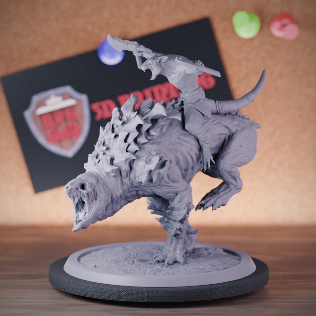 Rat Barbarian Miniature Skaven Rat Rider Mini Dungeons and Dragons Mini ...