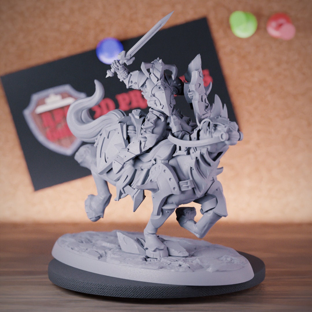 Dark Knight Cavalry Miniature Human Fighter Dungeons and Dragons Mini ...