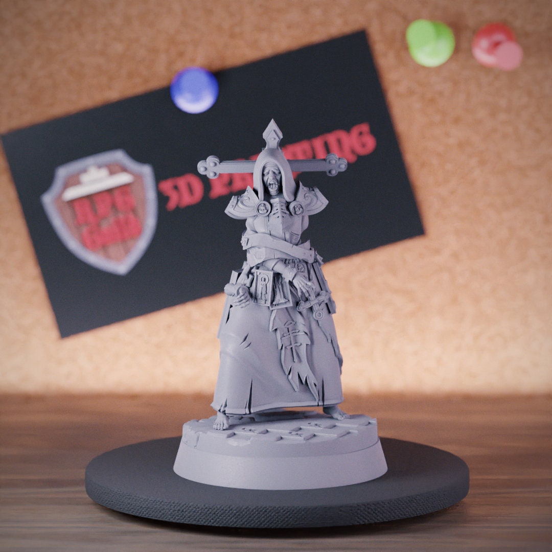 Crusader Nun Priest Miniature Templar Monster Dungeons and Dragons Mini ...