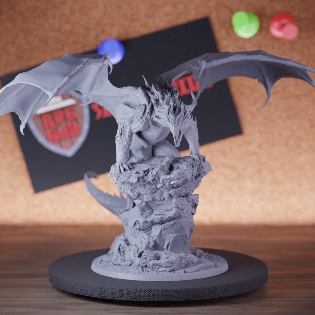 Red Dragon Miniature Roar Winged Monster Mini Dungeons and Dragons RPG ...