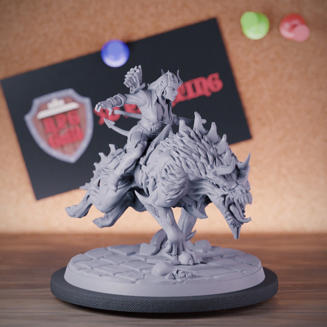 Tiefling Demonhound Rider Miniature Mini Dungeons and Dragons Mini RPG ...