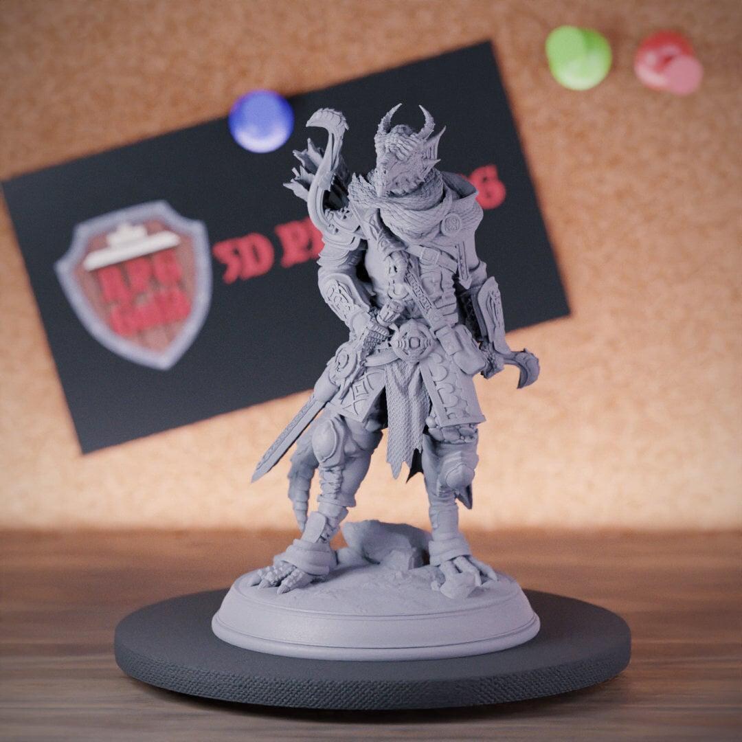Dragonborn Ranger Commander Miniature | 28mm 32mm 38mm 75mm | Resin 3D ...
