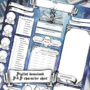 Dnd 5e Character Sheet Wizard Printable and Fillable PDF D&D 5e Wizard ...