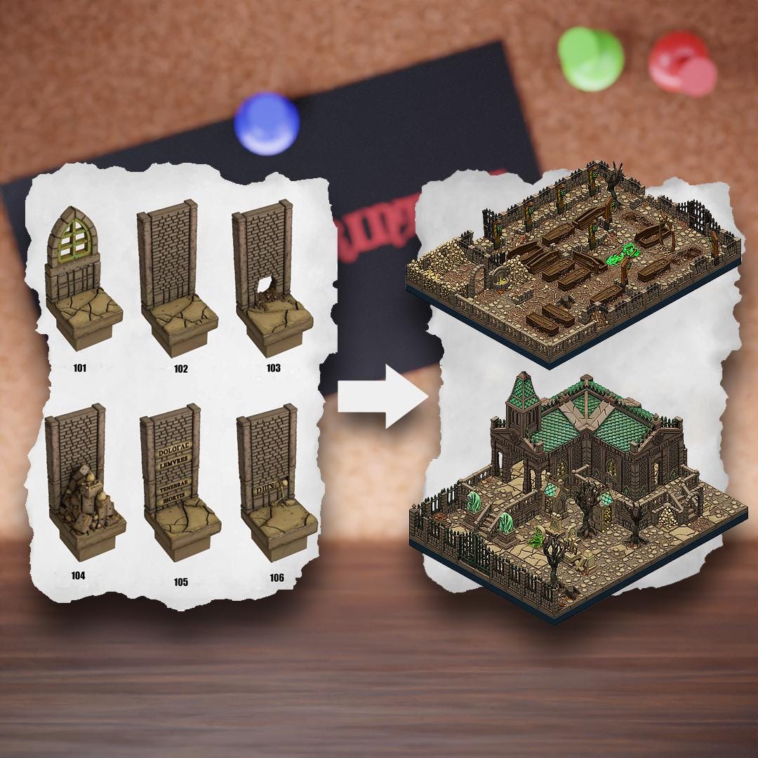 Modular Graveyard Terrain Tiles | Cemetery Necropolis Blocks | Crypt ...