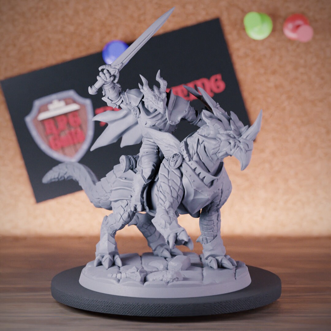 Dragonborn Rider Miniature Drakonid Cavalry Mini Dungeons and Dragons ...