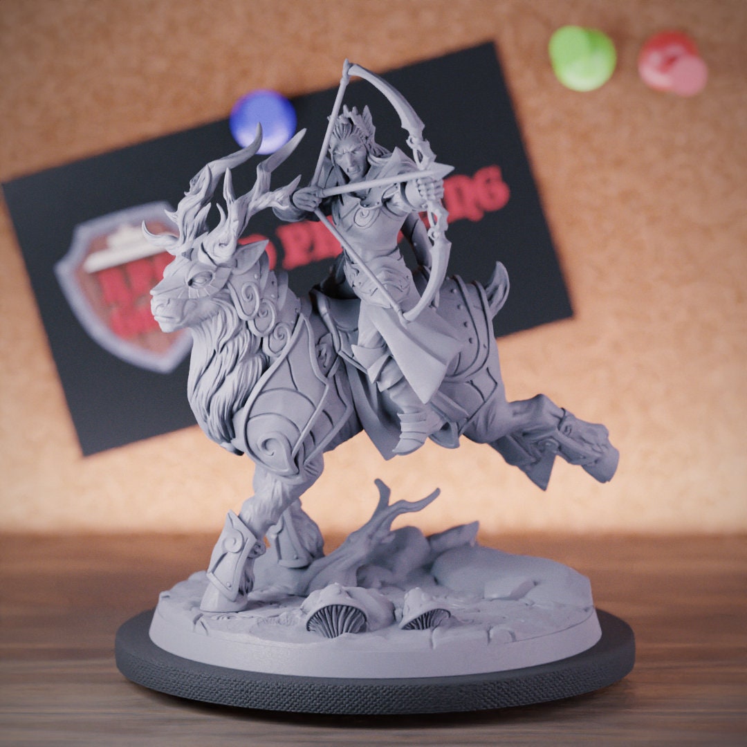 High Elf Elk Archer Miniature Mounted Half-elf Mini Dungeons and ...