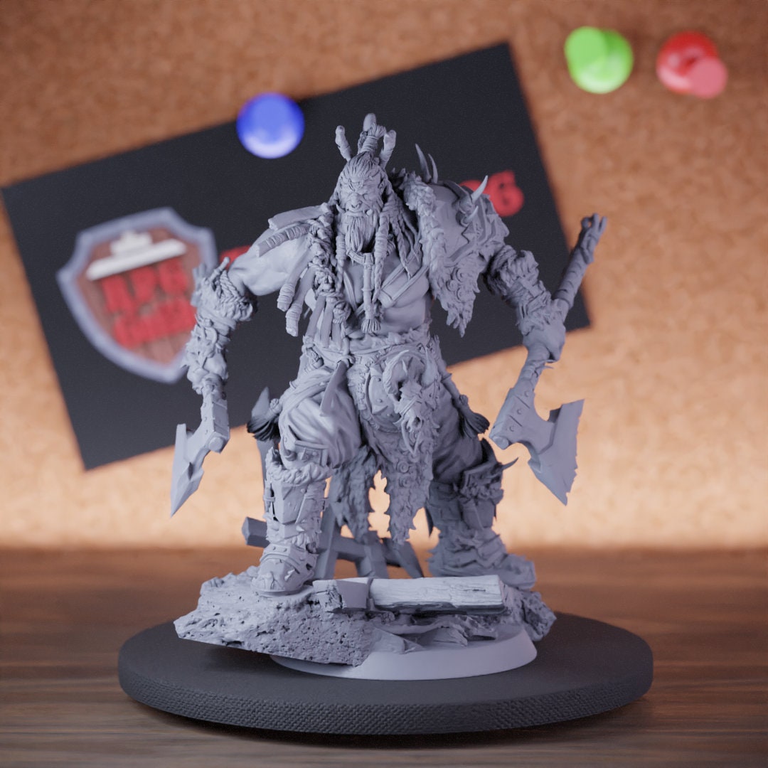 Orc King Miniature Chief Warrior Fighter Mini Dungeons and Dragons Mini ...