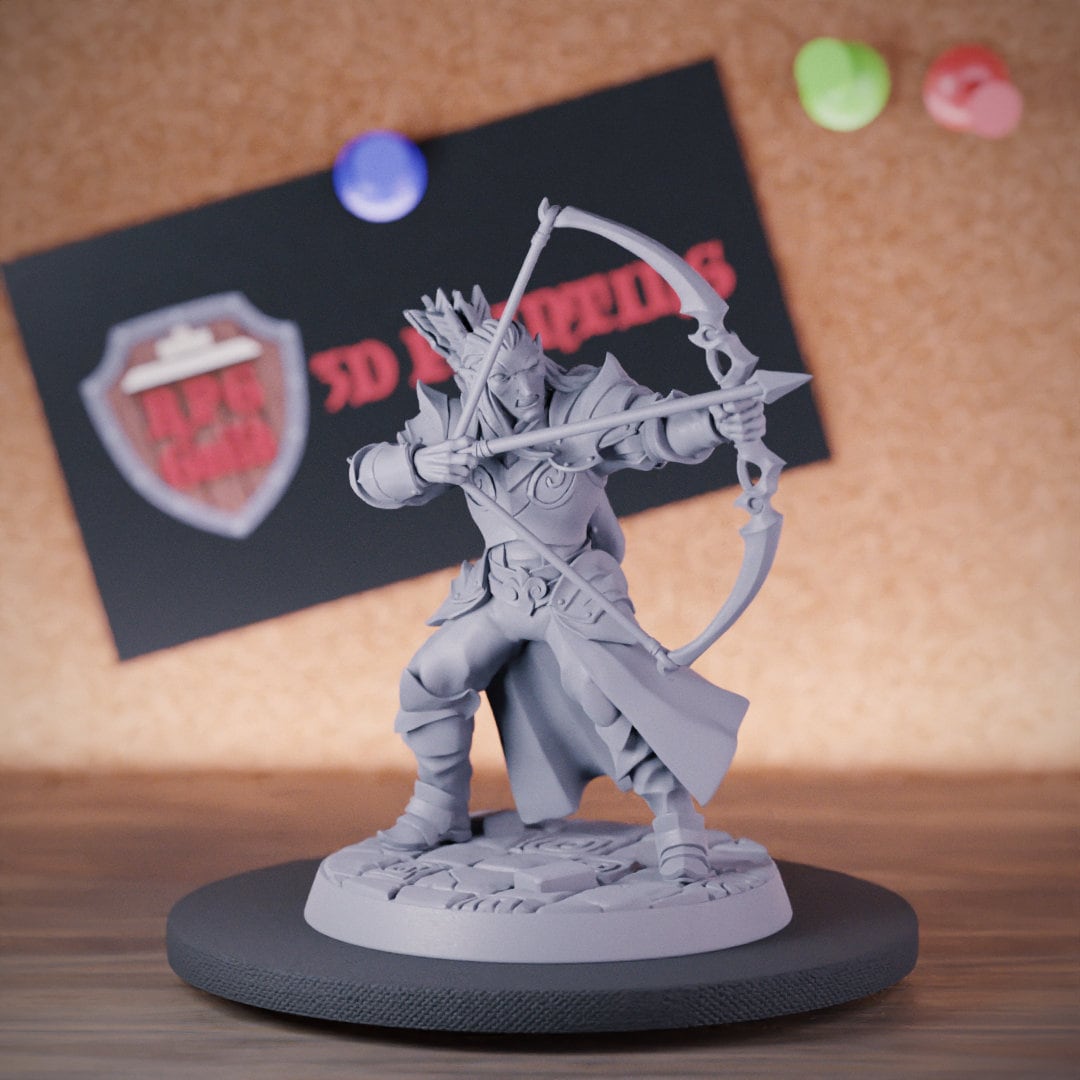 Forest Elf Hunter Miniature Half-elf Fighter Mini Dnd Dungeons and ...