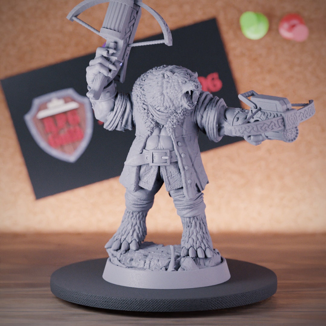 Werebear Ranger Miniature Bear Hunter Dungeons and Dragons Mini RPG ...