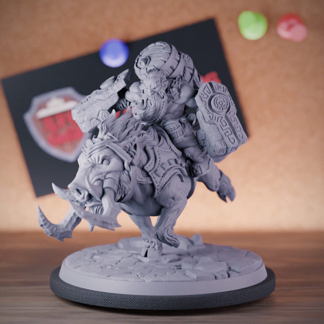 Dwarf Hog Rider Miniature Warrior Mini Dungeons and Dragons Mini RPG ...