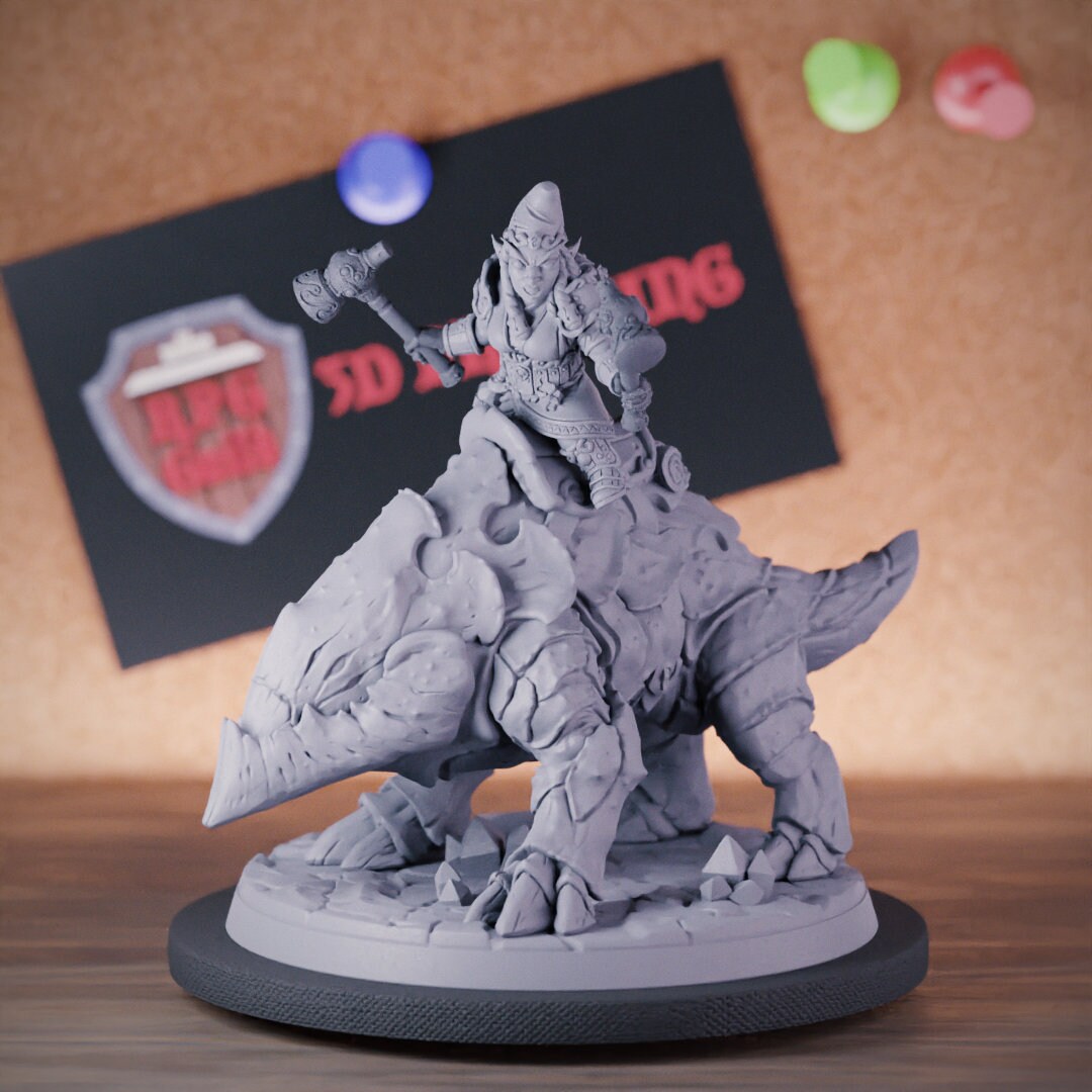 Female Gnome Rider Miniature Gnome Mini Dungeons and Dragons Mini RPG ...