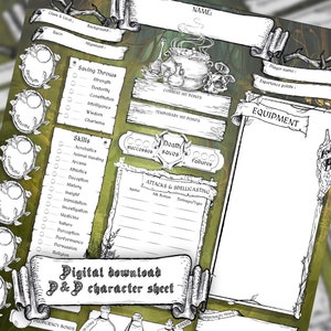 Dnd 5e Character Sheet Druid Printable and Fillable PDF D&D 5e Druid ...