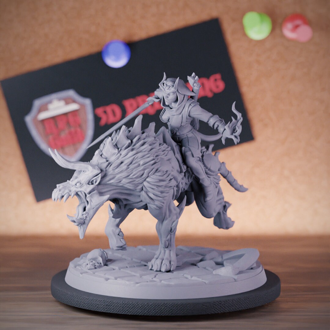 Tiefling Rider Miniature Warrior Demon Mini Dungeons and Dragons Mini ...