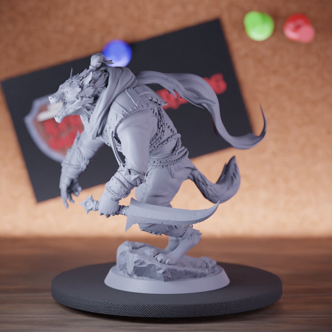 Werewolf Leader Miniature Moon Monster Mini Dungeons and Dragons Mini ...