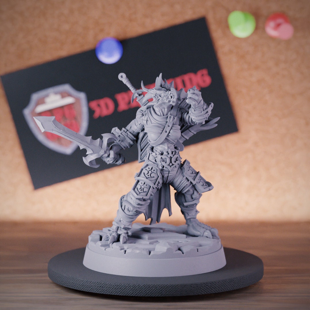 Female Dragonborn Fighter Miniature Barbarian Dungeons and Dragons Mini ...