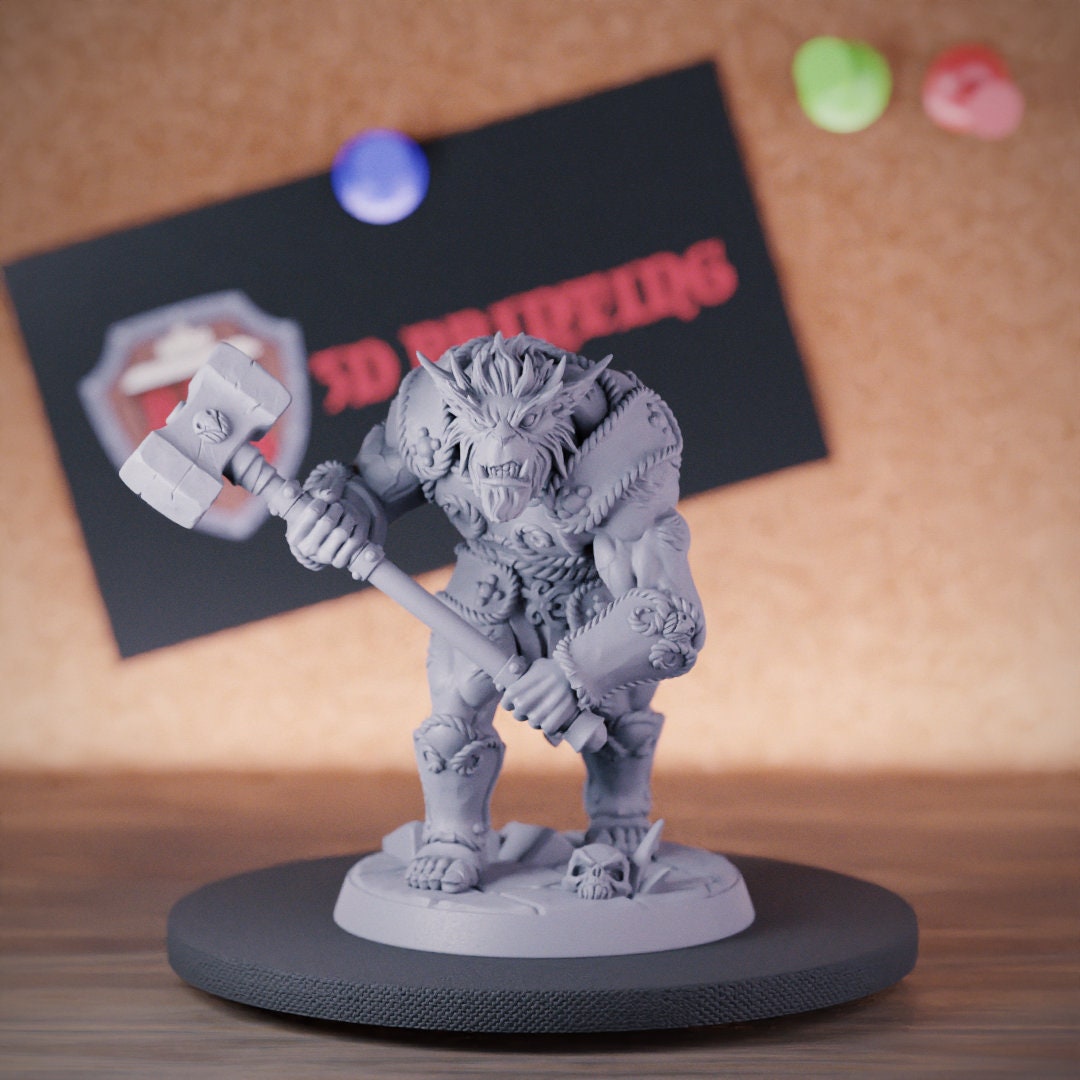 Bugbear Mauler Miniature Barbarian Warrior Dungeons and Dragons Mini ...