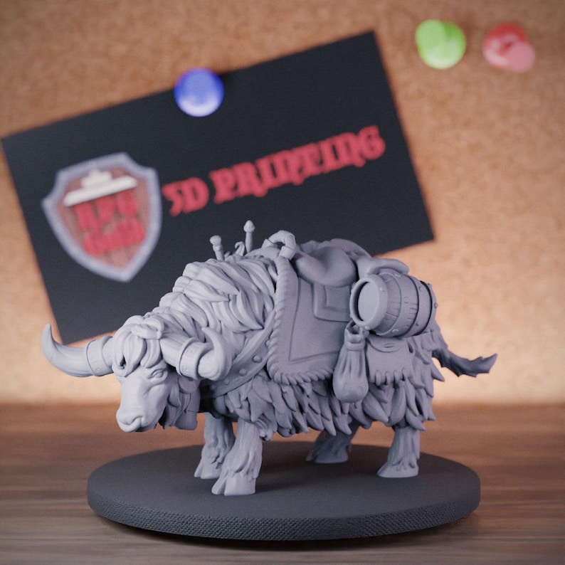 Caravan Yak Miniature | 28mm-38mm | Resin 3D Printed D&D Pathfinder ...
