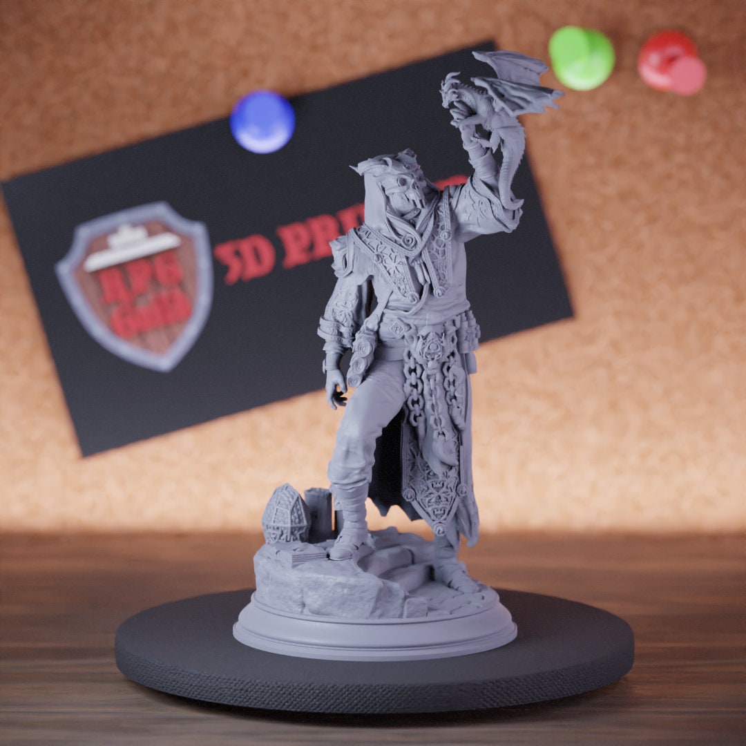 Dragon Warlock Miniature Tiefling Dungeons and Dragons Mini RPG Tabletop Miniature Dnd Painting ...