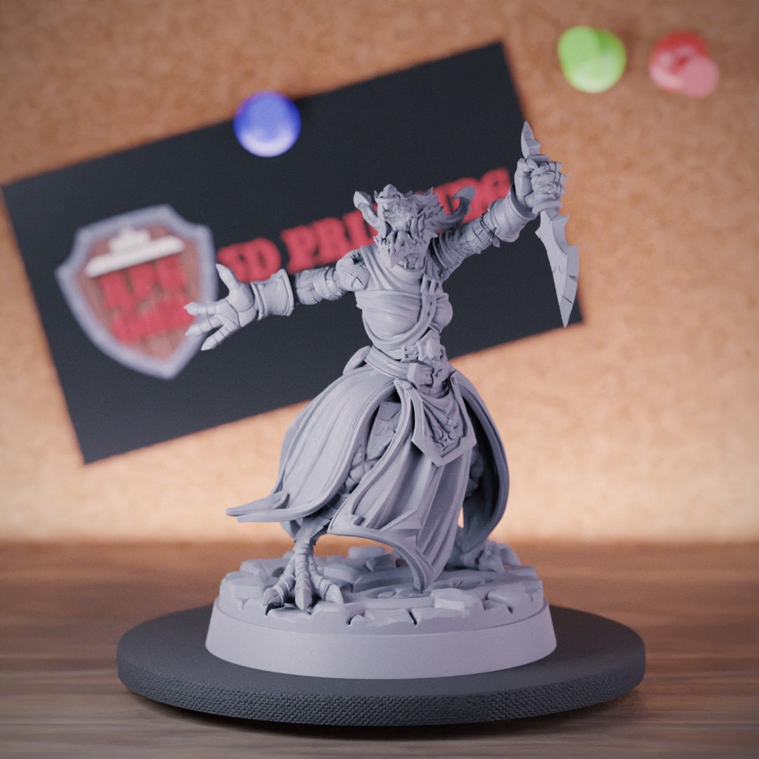 Female Dragonborn of Tiamat Cultist Miniature Mage Dungeons and Dragons ...