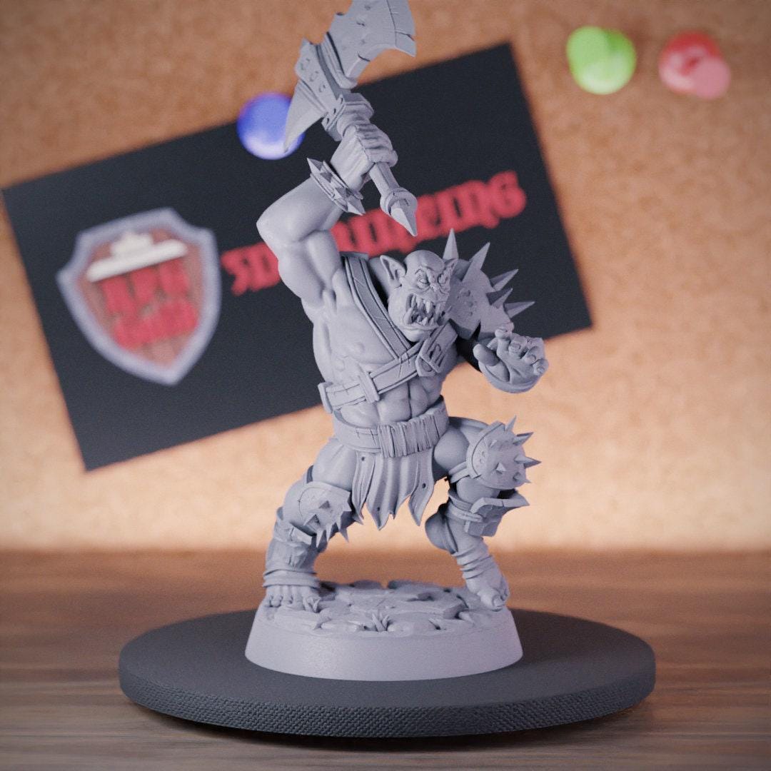 Orc Savage Barbarian Miniature Fighter Savage Dungeons and Dragons Mini ...