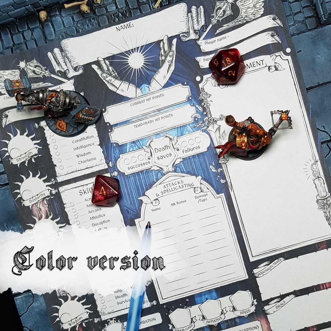 Dnd Cleric Character Sheet Dnd Printable and Fillable PDF Dnd Cleric ...
