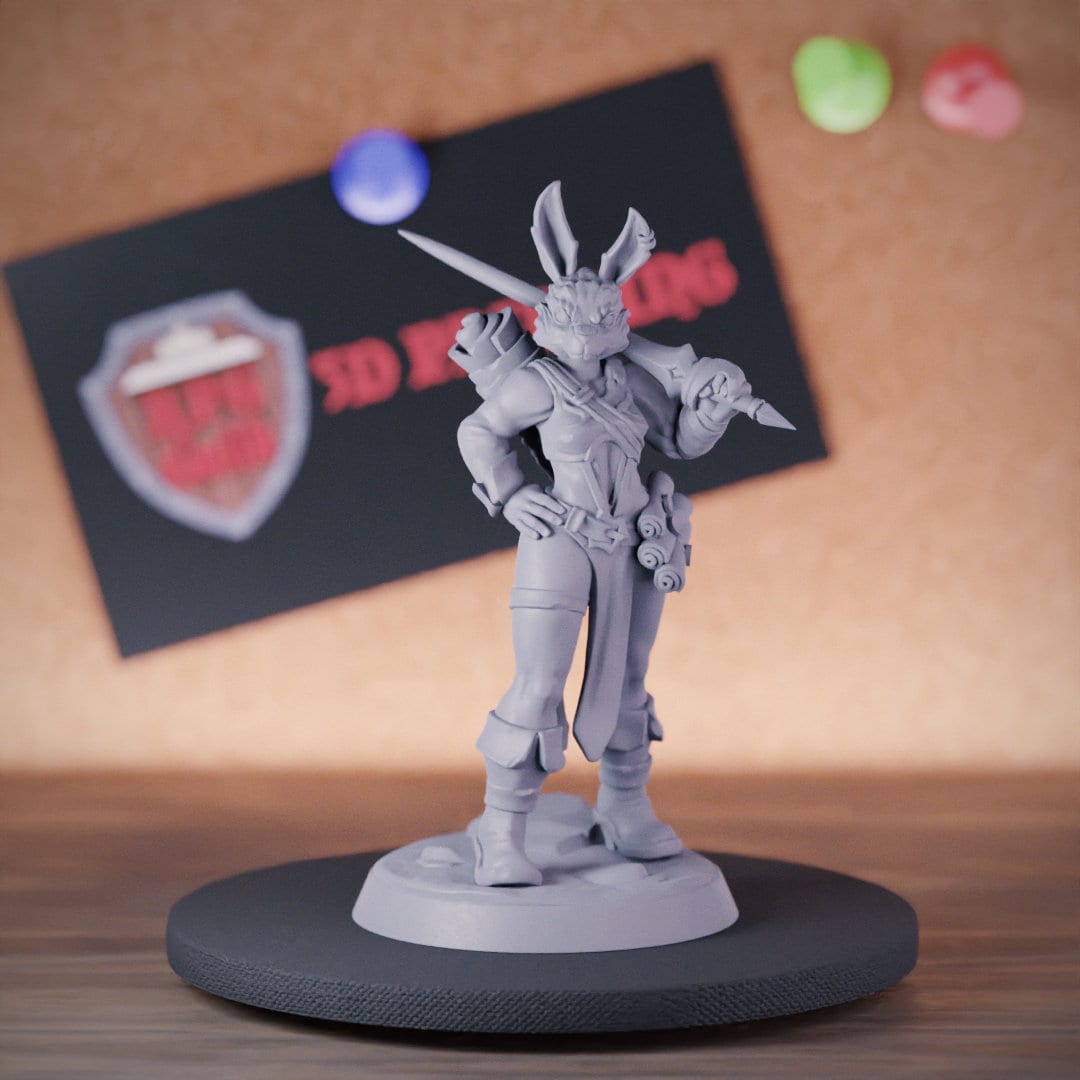 Battle Mage Rabbitfolk Miniature Dungeons and Dragons Mini RPG Tabletop ...