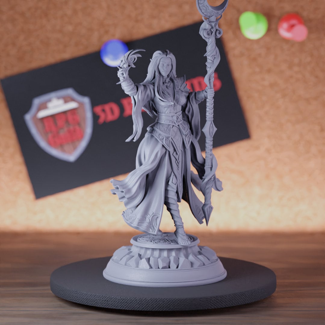 Elf Female Sorcerer Miniature | 28mm 32mm 38mm 75mm | Resin 3D Printed ...