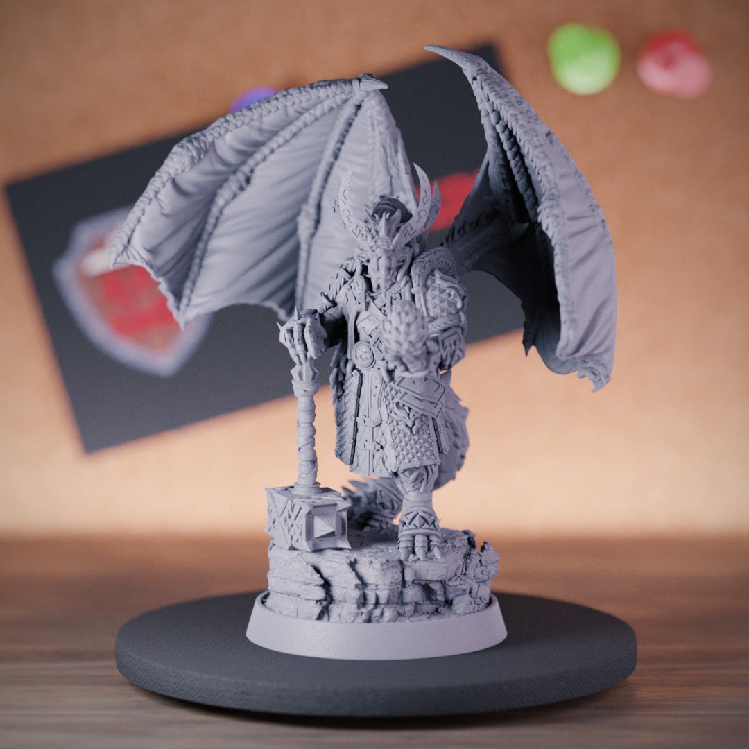 Dragonborn Warrior Miniature Dungeons and Dragons Mini RPG Tabletop ...