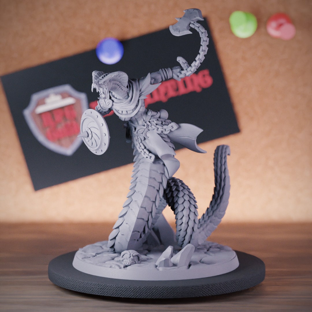 Naga Fighter Miniature Monster Snake Guardian Mini Dungeons and Dragons ...