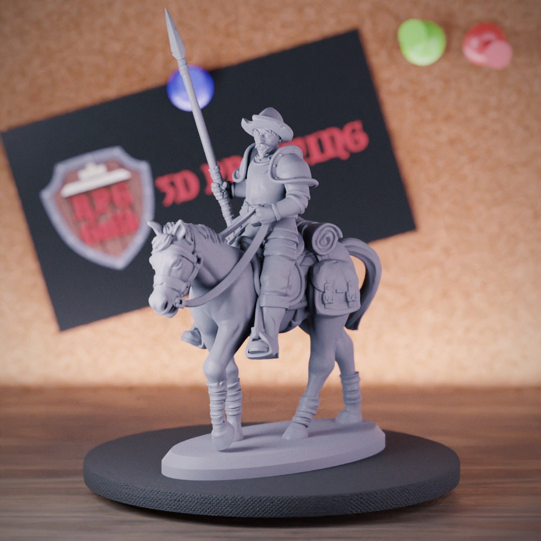 Mounted Knight Miniature Infantry Human Dungeons and Dragons Mini RPG ...