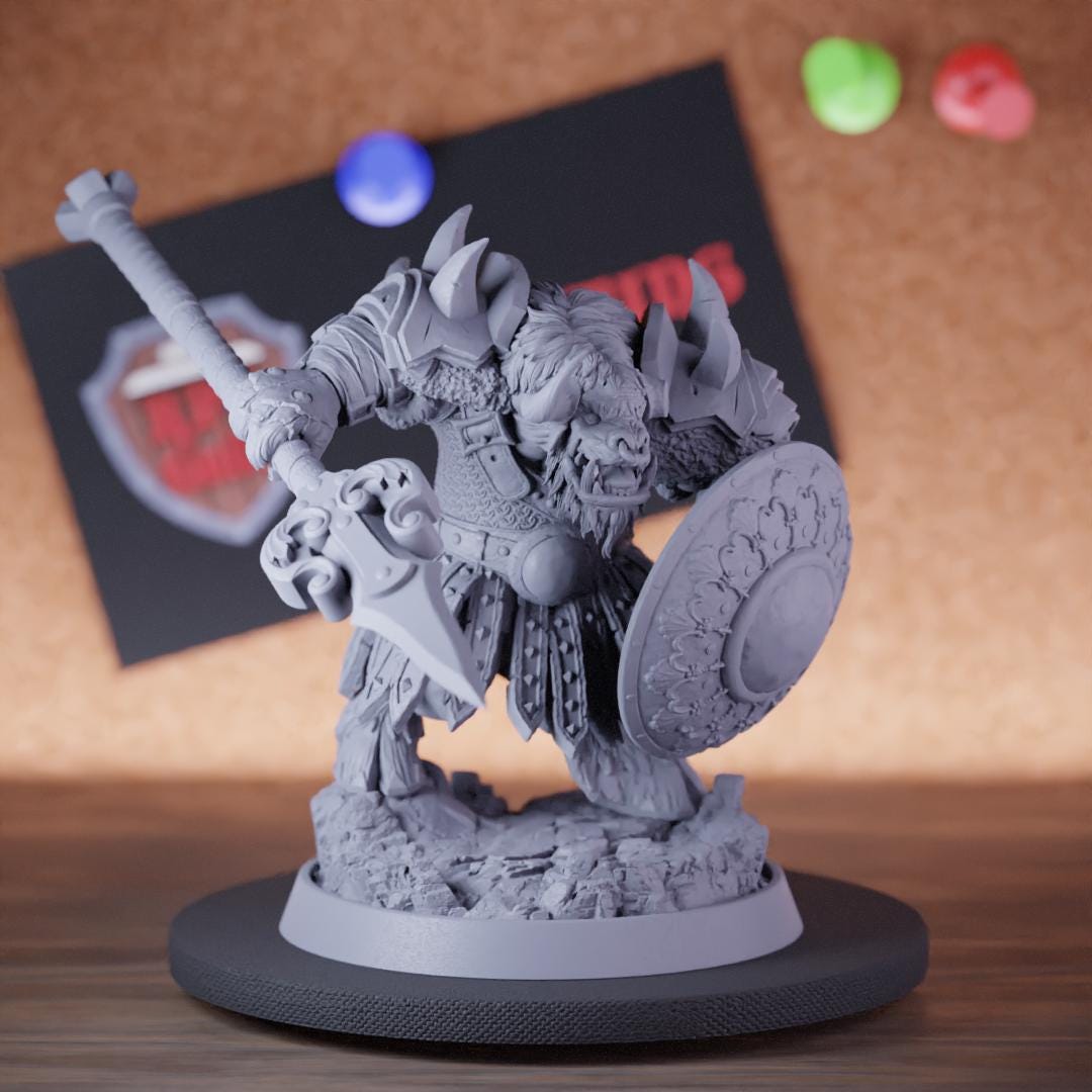 Tauren Spear Fighter Miniature Nightstalker Dungeons and Dragons Mini ...