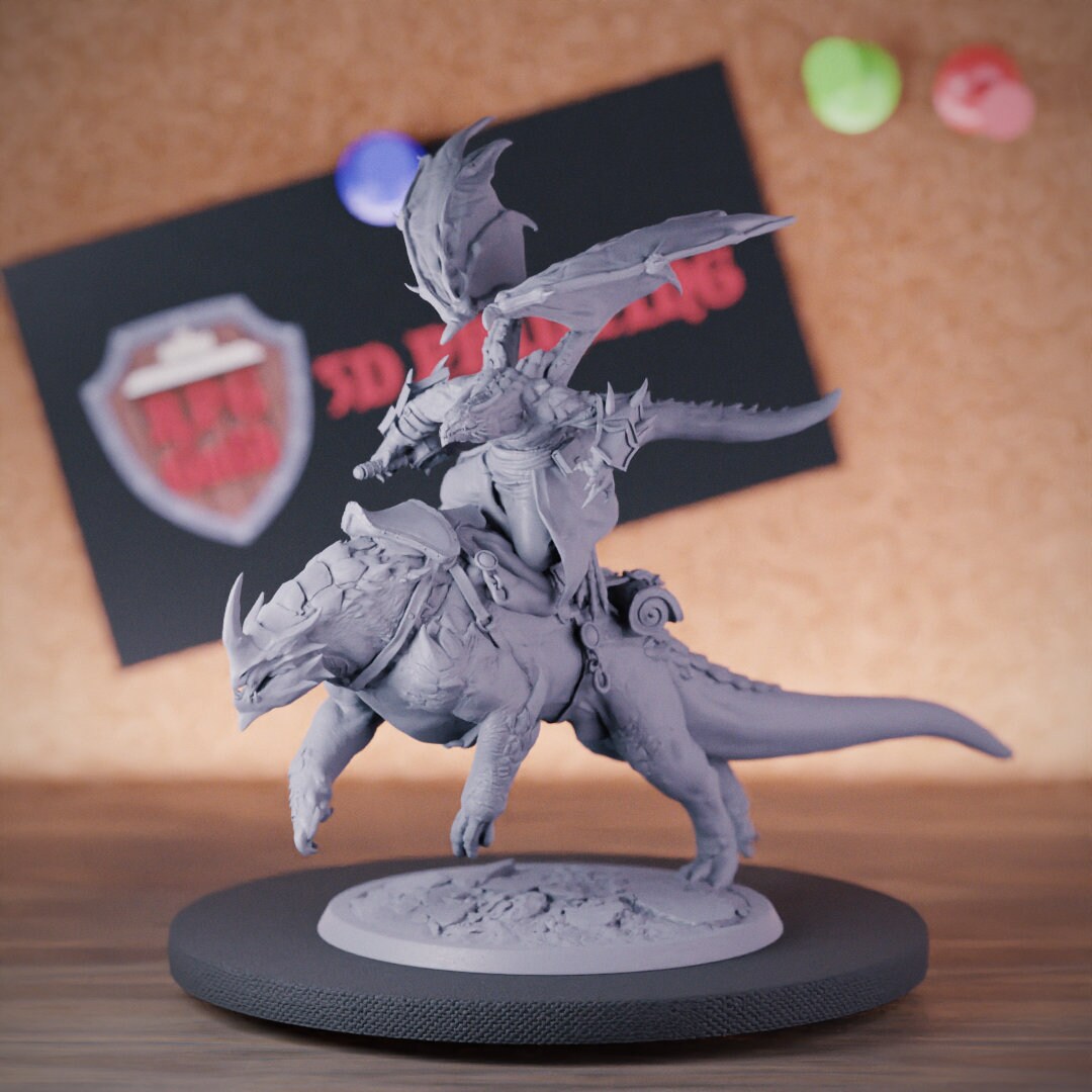 Dragonborn Charger Miniature Mounted Monster Mini Dungeons and Dragons ...