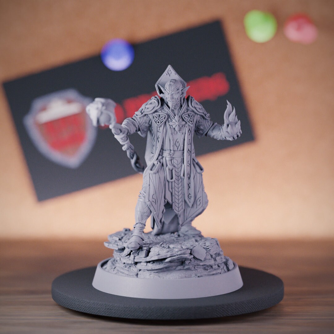 Elf Mage Miniature Wizard Sorcerer Mini Dungeons and Dragons Mini RPG ...