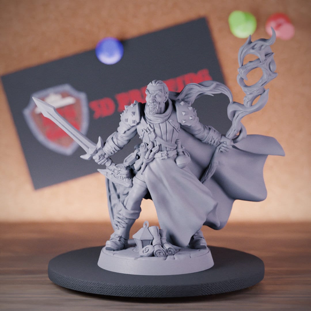 Warmage Wizard Miniature Mage Warrior Miniature Dungeons and Dragons ...