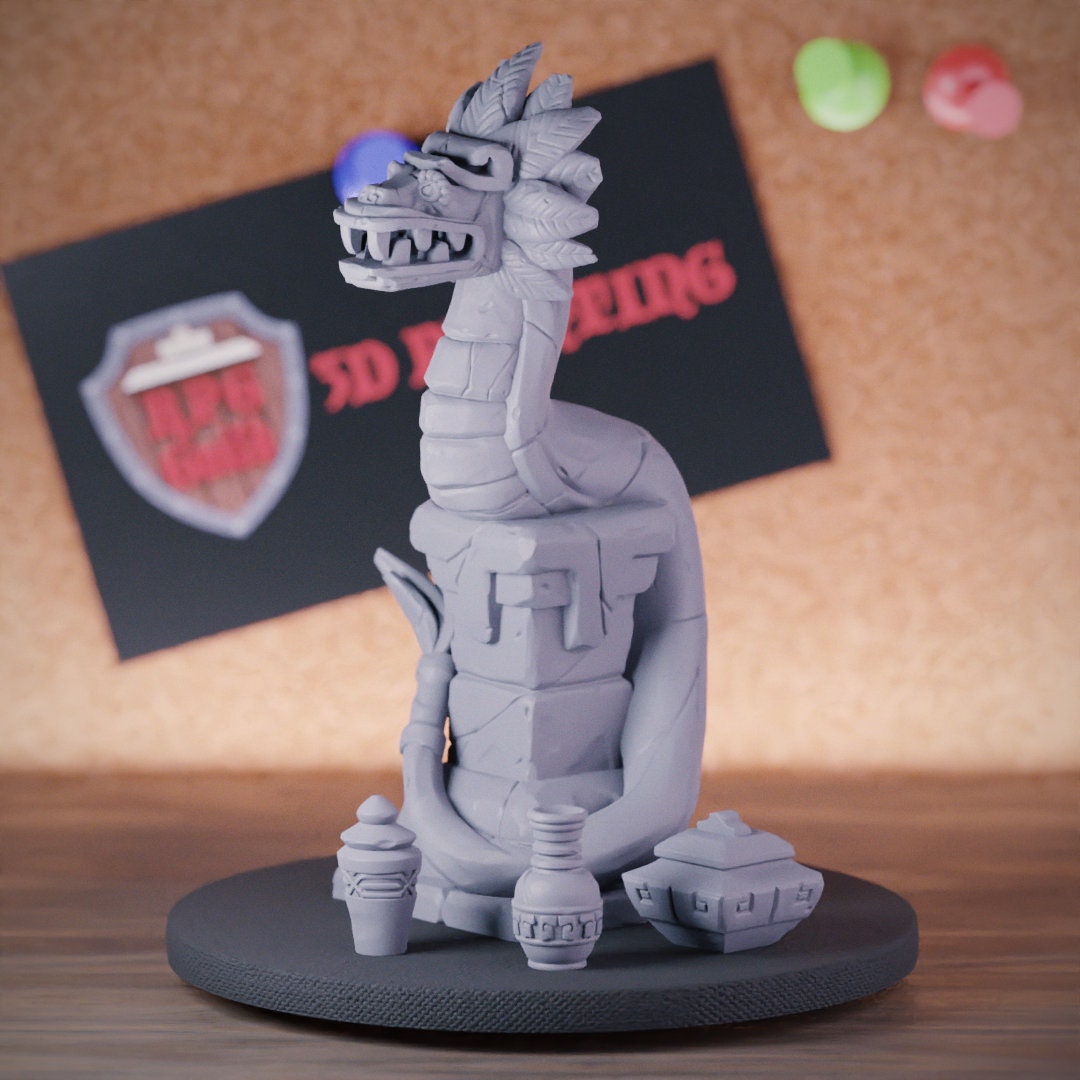 Snake Statue Terrain Miniature Temple Diorama Dungeons and Dragons Mini ...