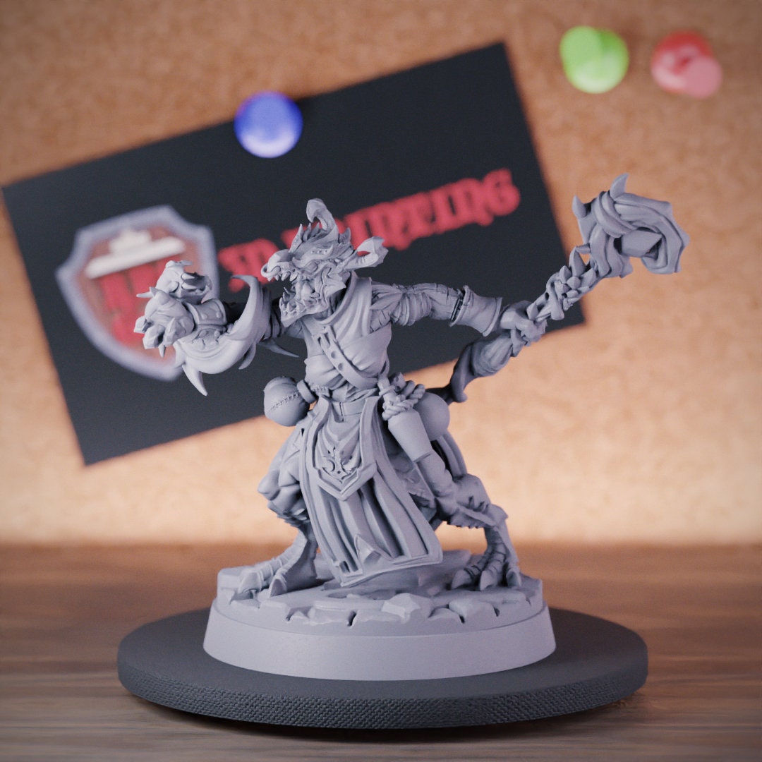 Female Dragonborn Wizard Miniature Mage Dungeons and Dragons Mini RPG ...