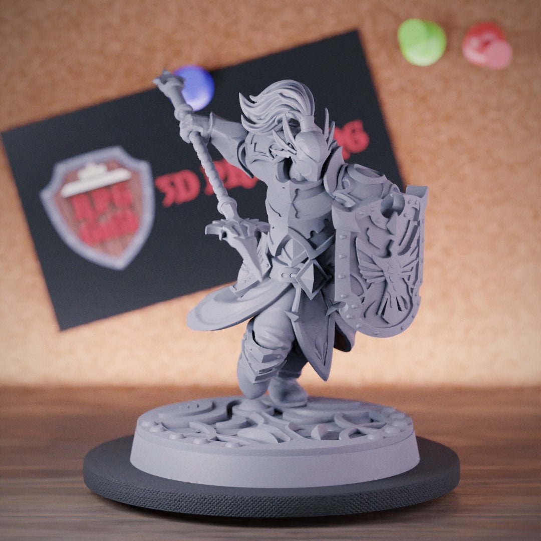 Human Paladin Miniature Shield Mini Dungeons and Dragons Mini RPG ...