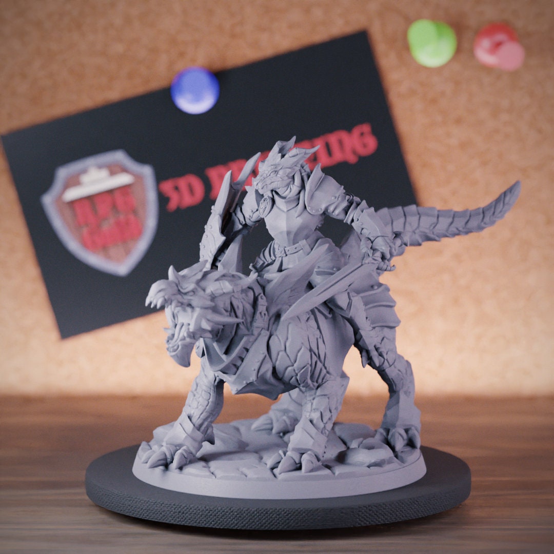 Dragon Whelp Rider Miniature Drakonid Cavalry Mini Dungeons and Dragons ...