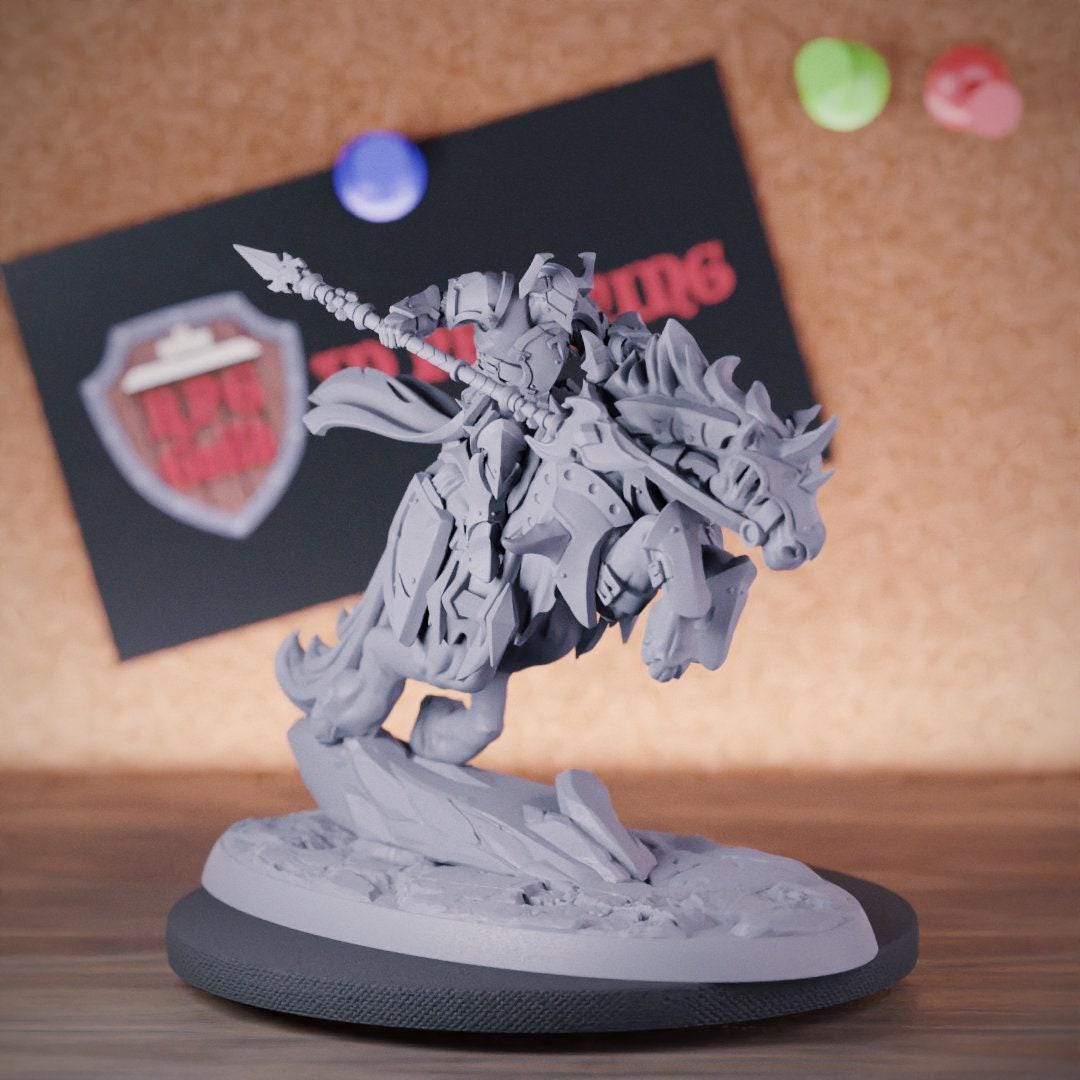 Dark Knight Charger Miniature Human Fighter Dungeons and Dragons Mini ...