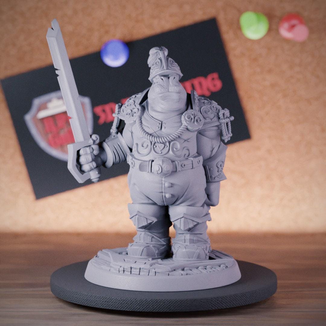 Giff Knight First Mate Miniature Hippo Soldier Dungeons and Dragons ...