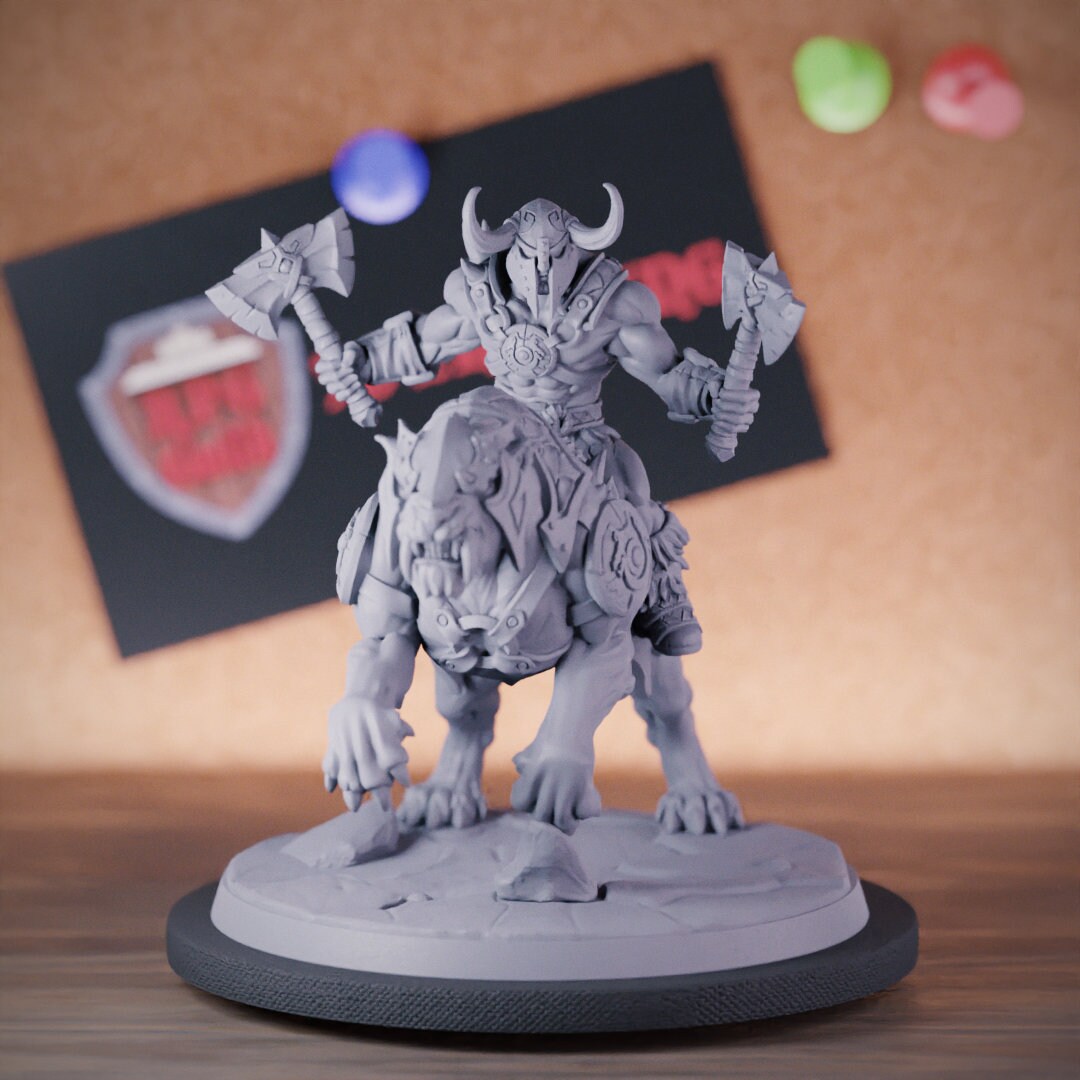 Barbarian Rider Miniature Dungeons and Dragons Mini RPG Tabletop ...