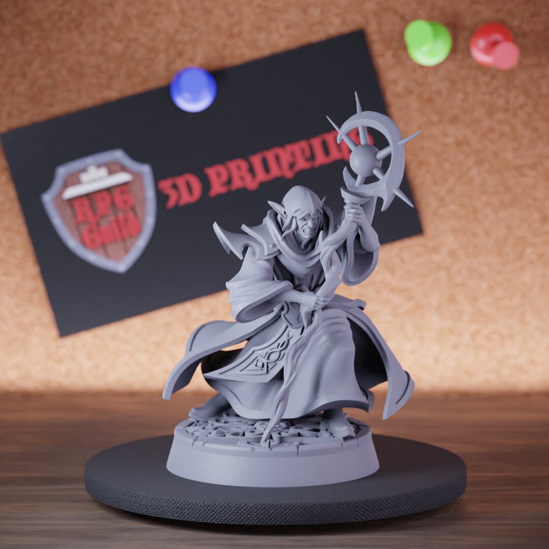 Elf Necromancer Miniature Wizard Mini Dungeons and Dragons RPG Tabletop Miniature Dnd Painting ...