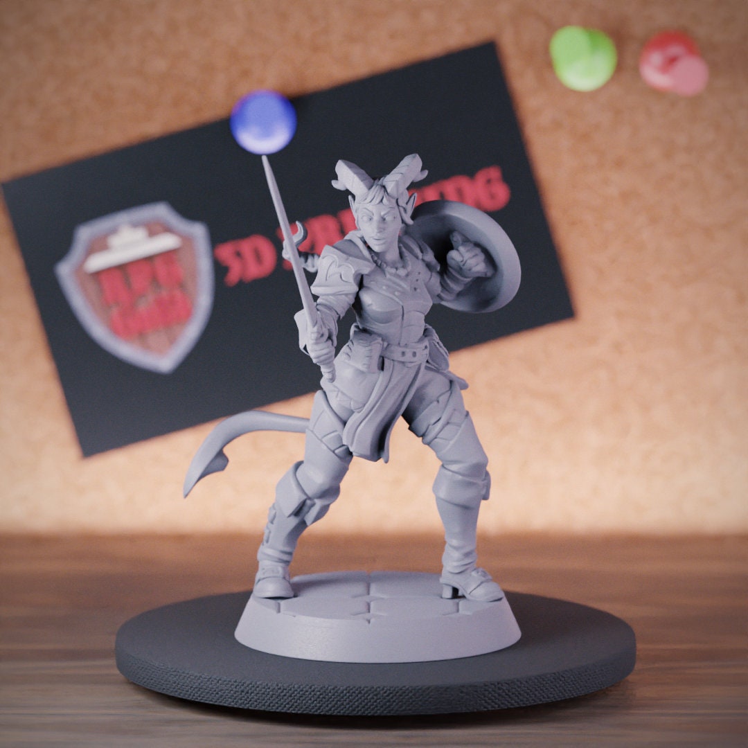 Female Tiefling Guard Miniature Warrior Mini Dungeons and Dragons Mini ...