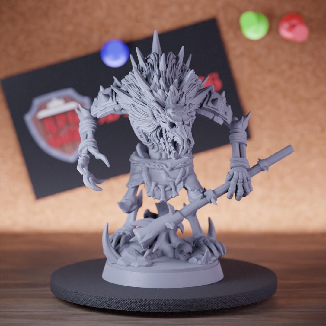 Skeleton Gnoll Miniature Barbarian Bone Fighter Mini Dungeons and ...