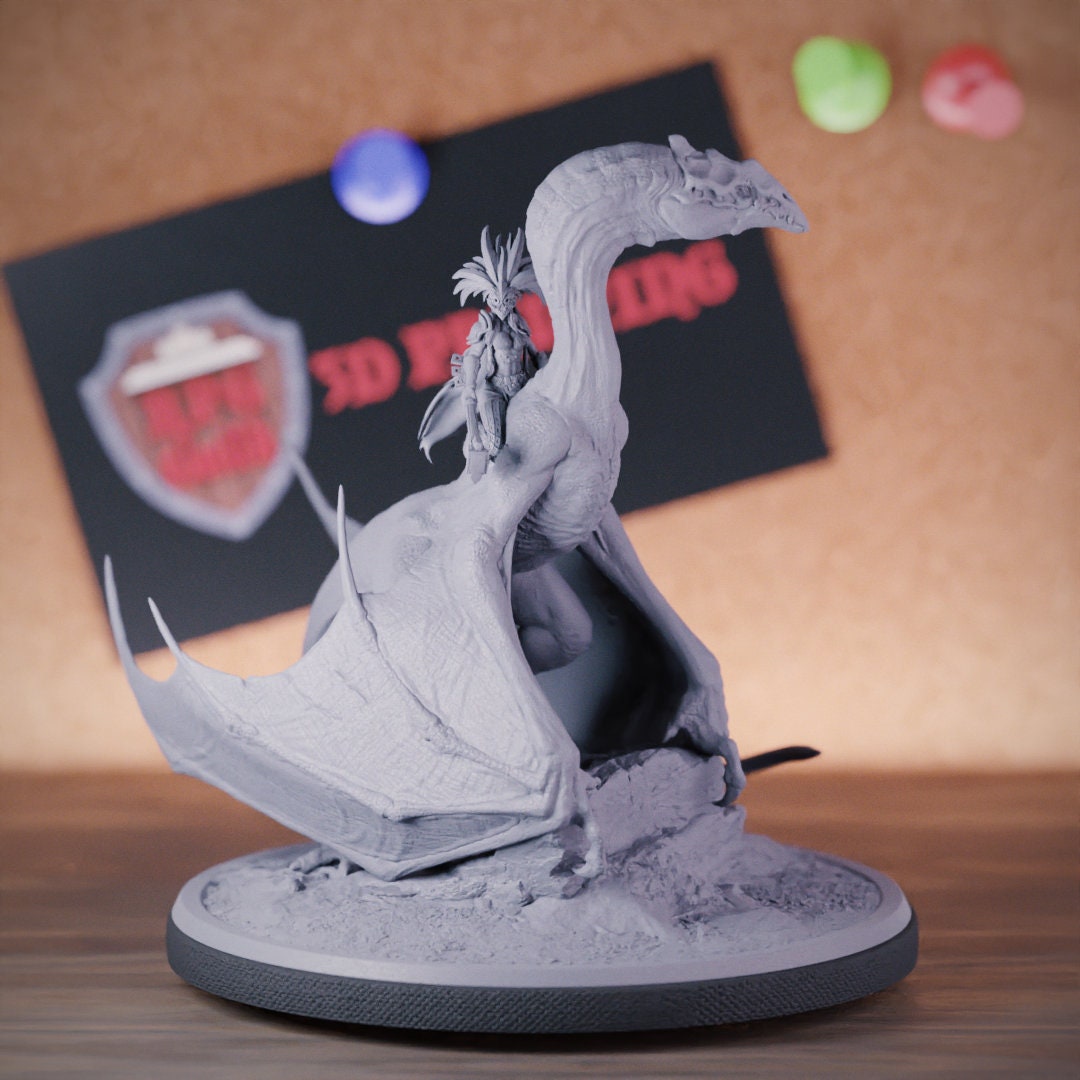 Wyvern Rider Miniature Flying Monster Mini Dungeons and Dragons Mini ...