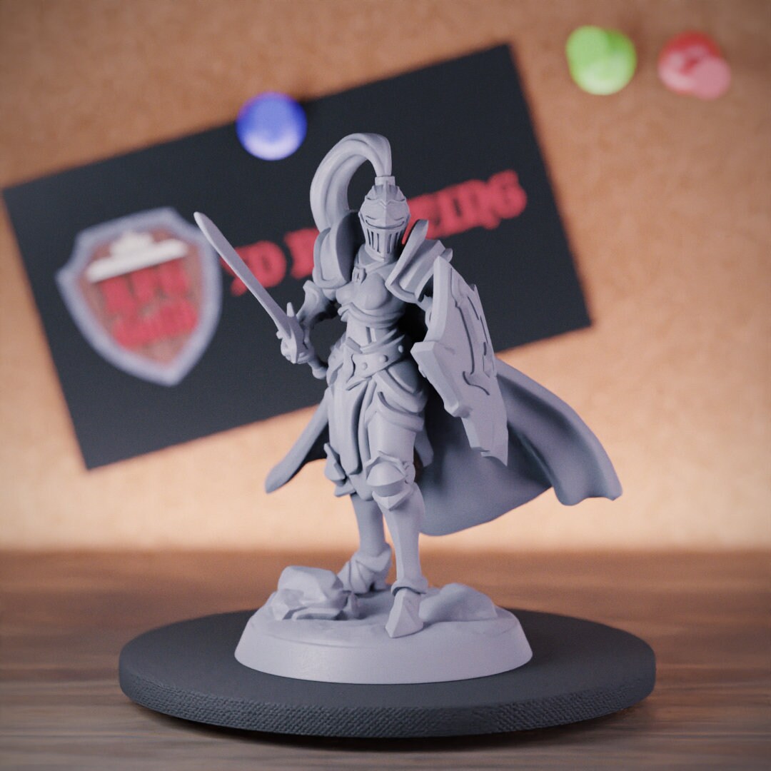 Knight Shield Fighter Miniature Dungeons and Dragons Mini RPG Tabletop ...