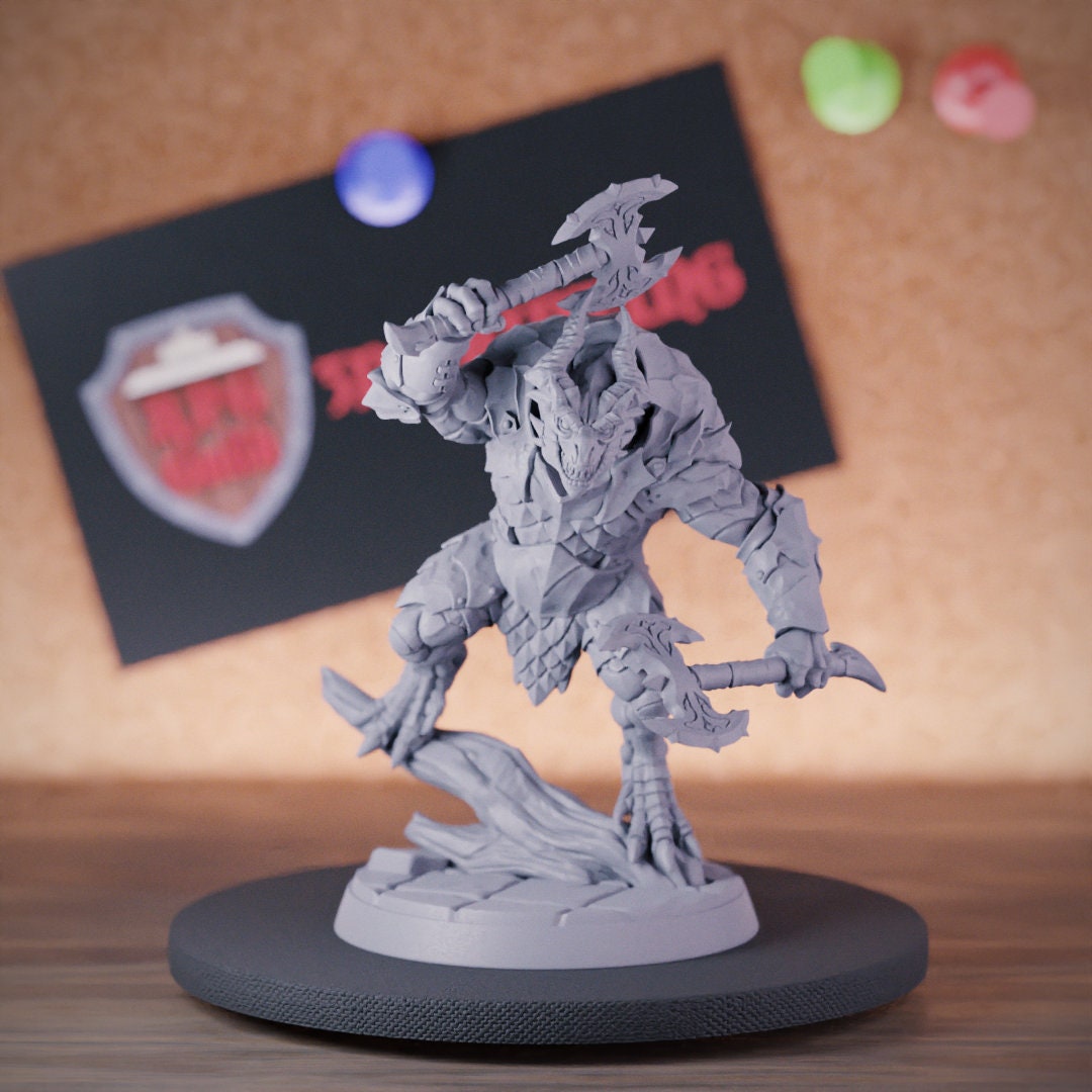 Dragonborn Barbarian Miniature Dragon Dungeons and Dragons Mini RPG ...