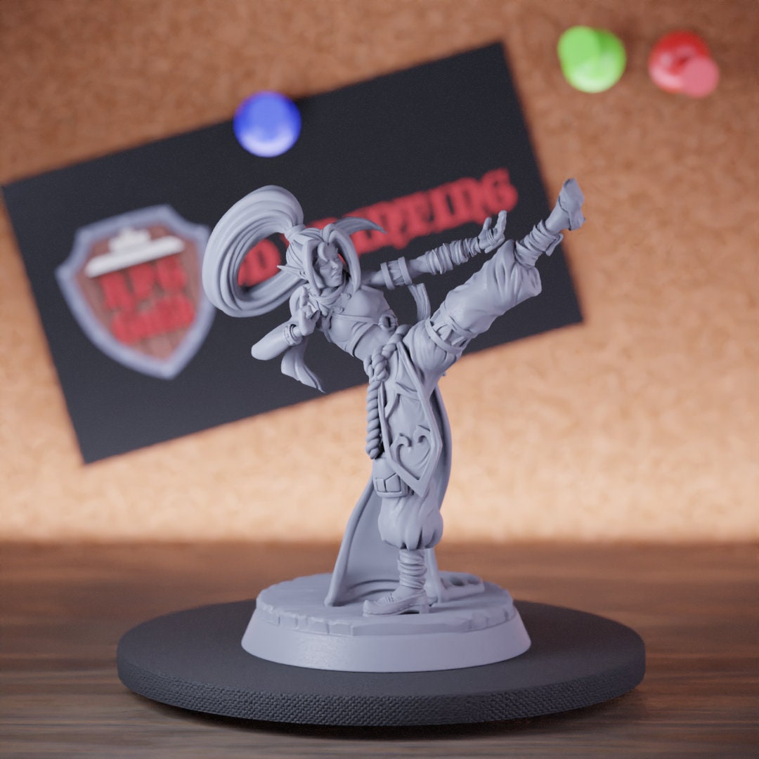 Female Elf Monk Miniature Kensei Mini Dungeons and Dragons Mini RPG ...